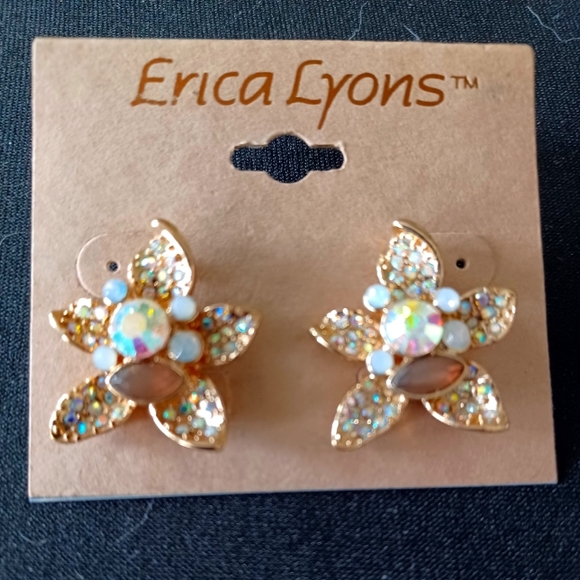 Erica Lyons | Jewelry | Erica Lyons Flower Earrings With Iridescence ...